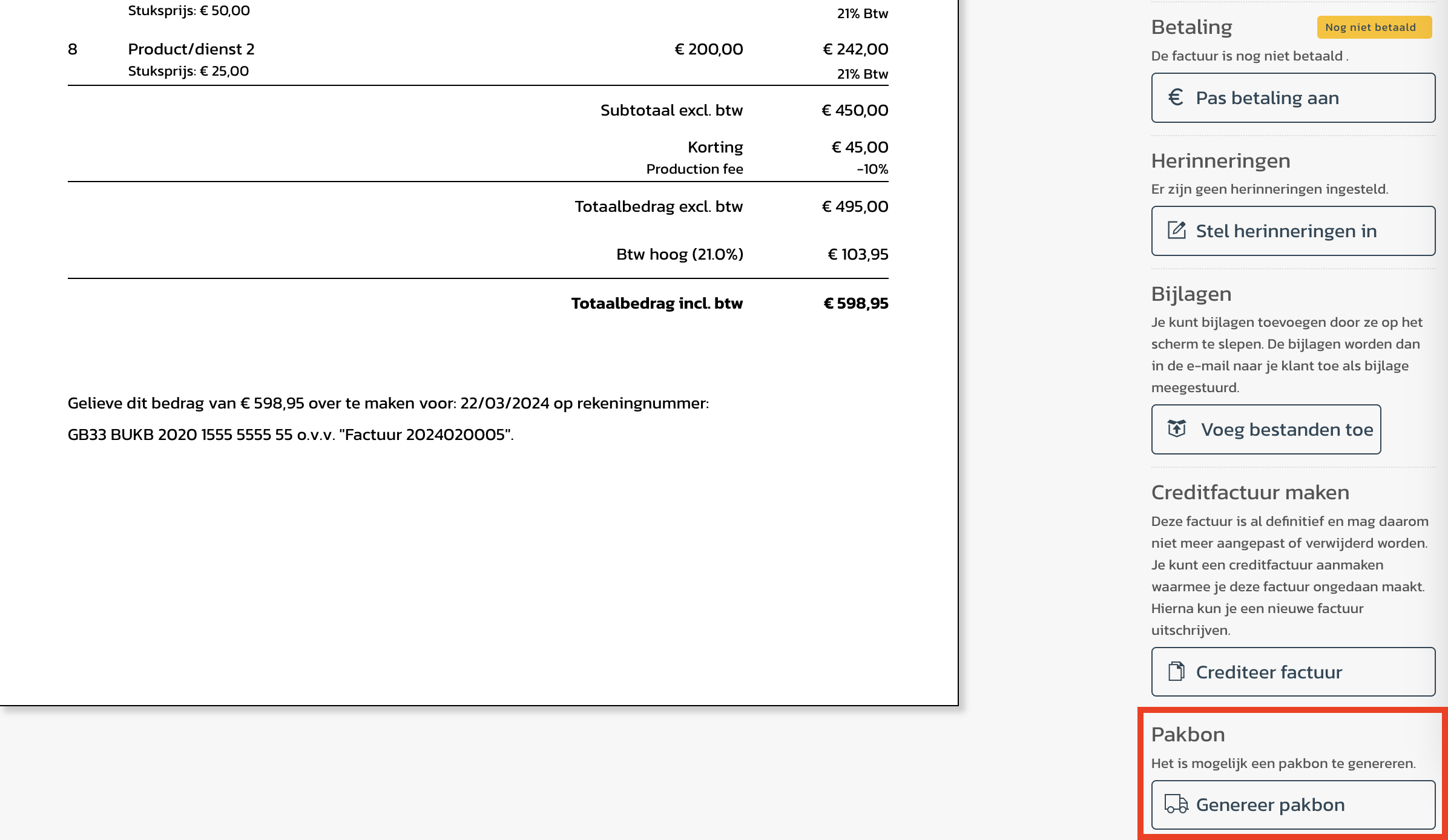 Pakbon maken in Rompslomp | Rompslomp