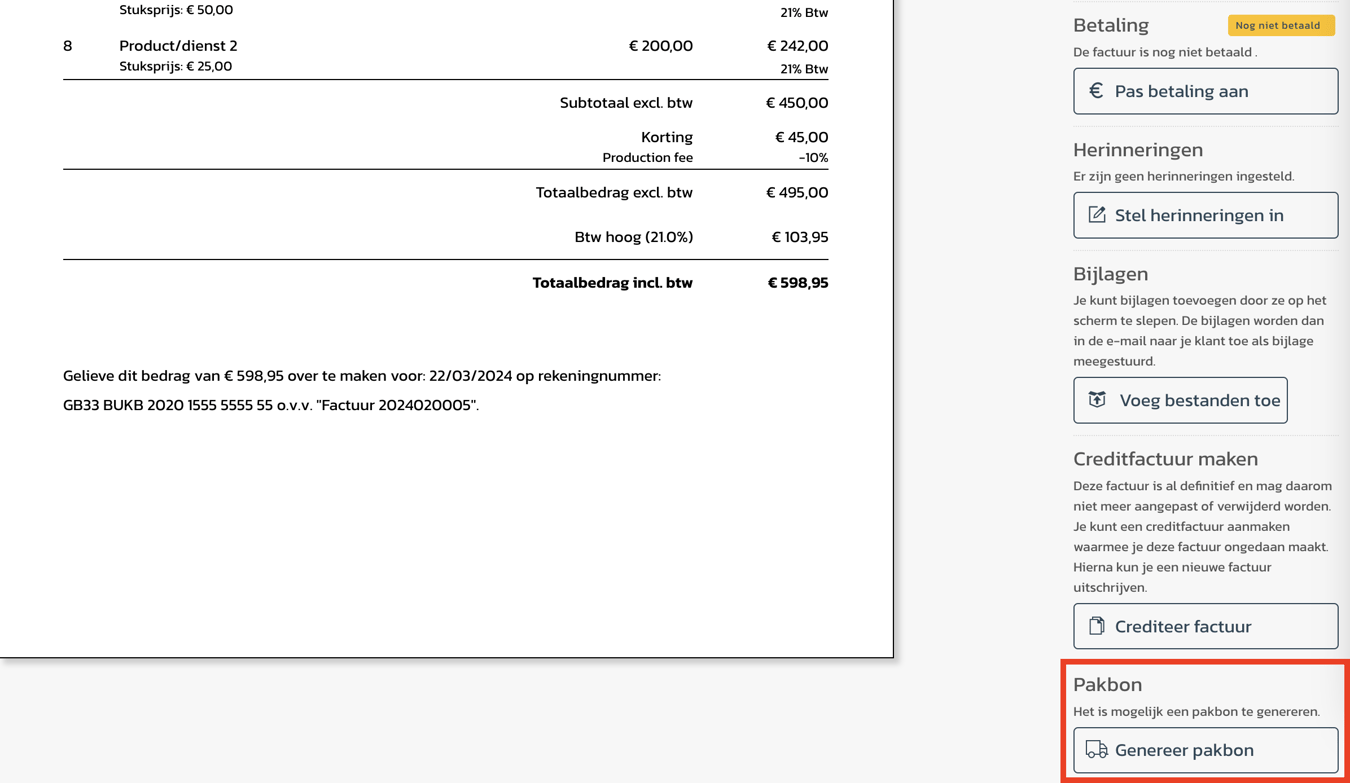 Pakbon maken in Rompslomp | Rompslomp