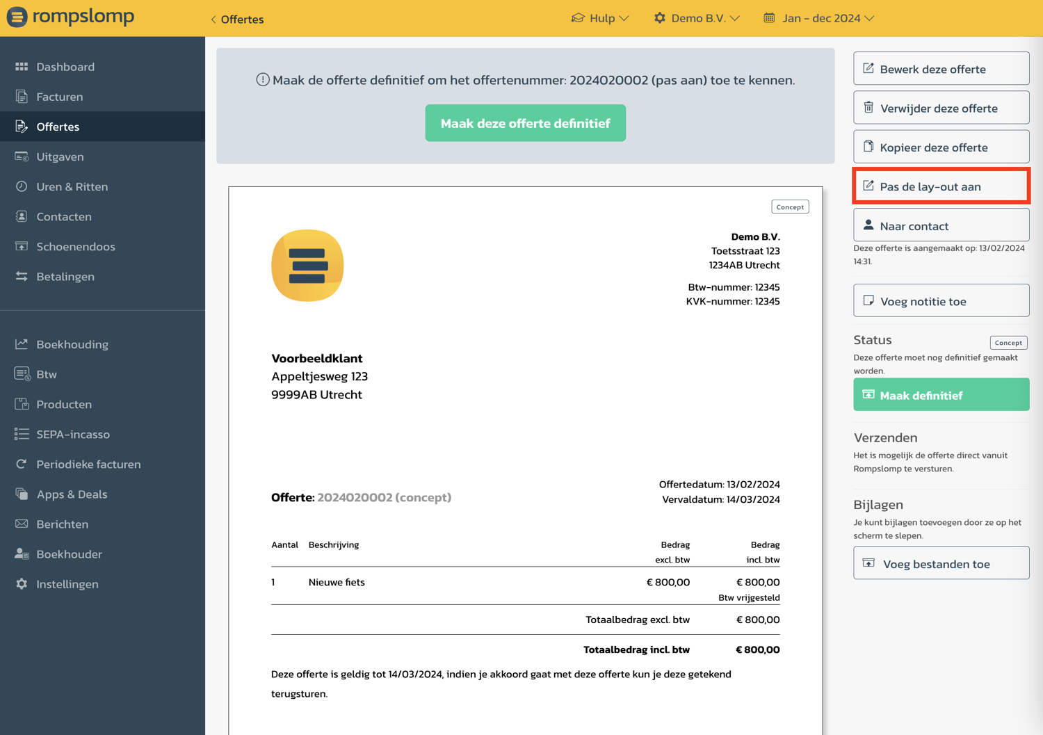 Offerte opmaak en lay-out aanpassen | Rompslomp