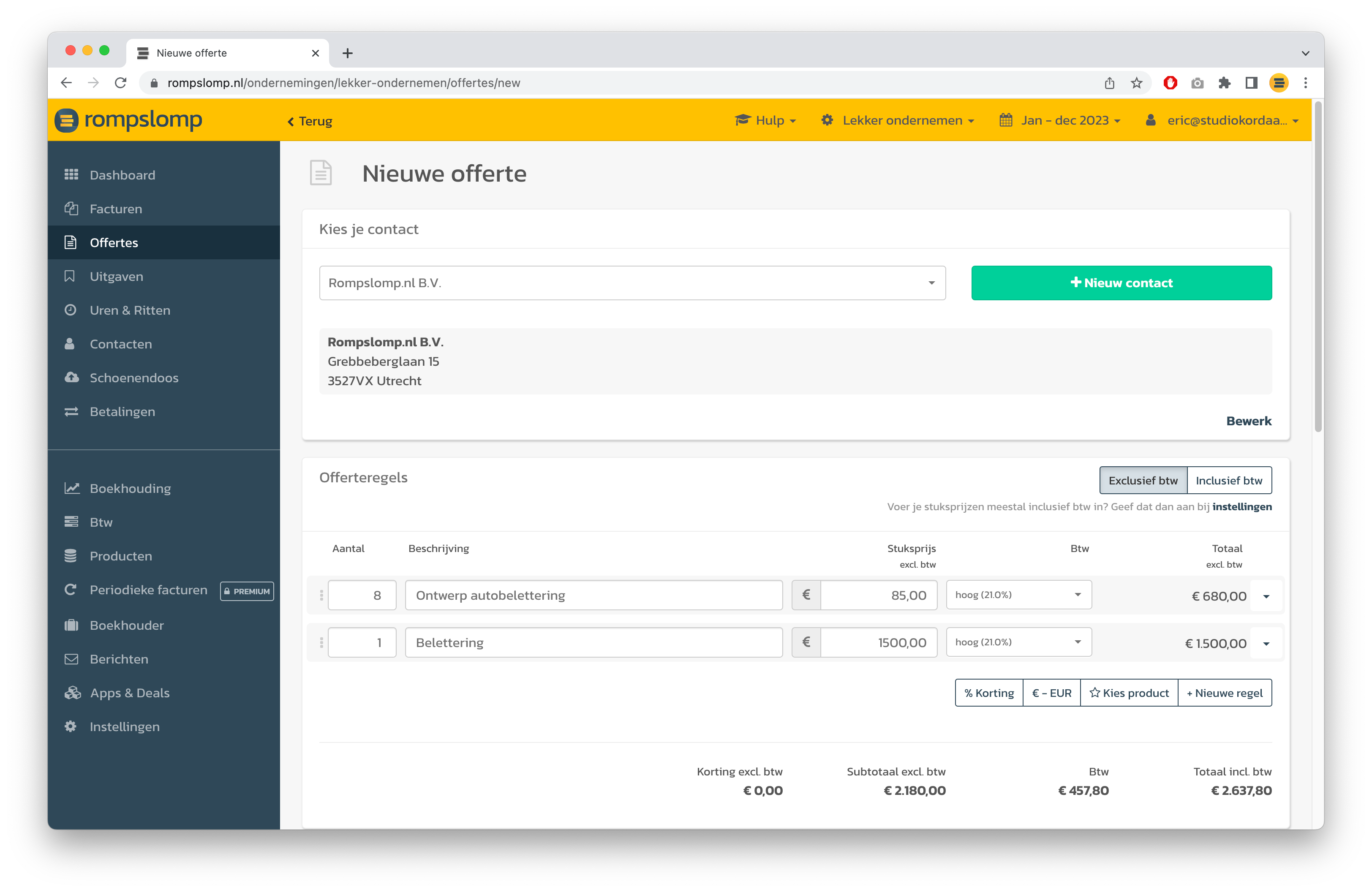 Gratis offertes maken en versturen | Rompslomp